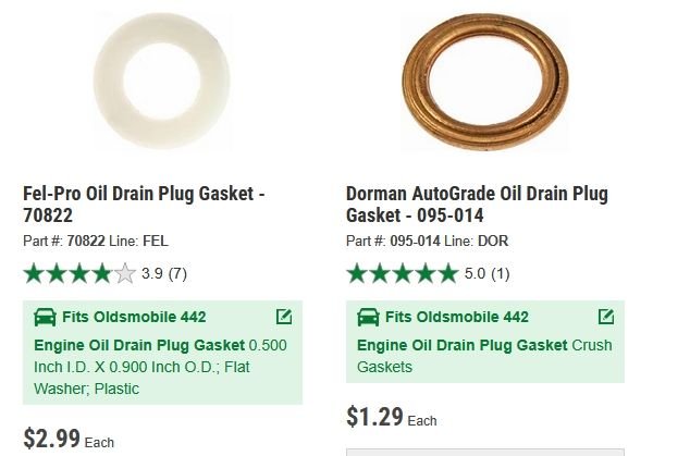 Correct oil drain plug gasket? - ClassicOldsmobile.com