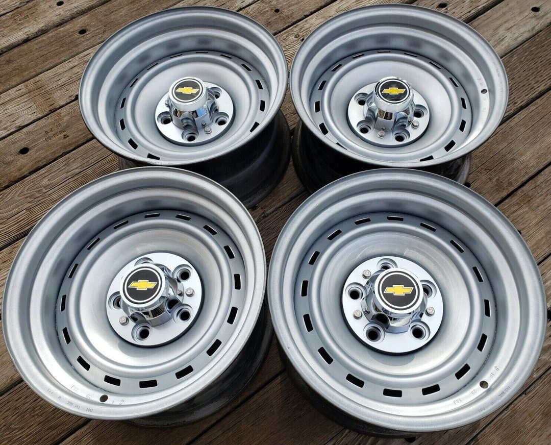 Set 4 15" x8 Chevy Rally Rims Steel Wheels 5 lug C10 S for Sale in HAMPTON, VA | RacingJunk