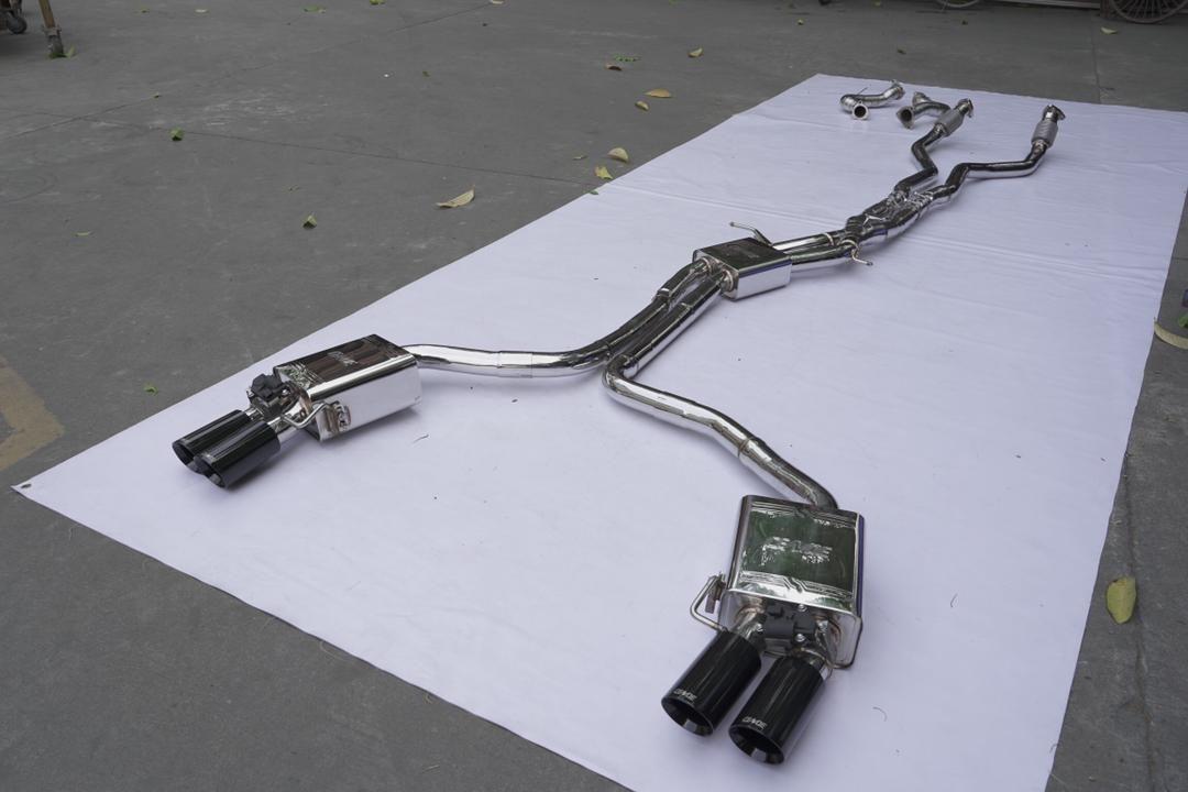 Full Cende Exhaust with catless downpipes, resonated mid pipes and valved mufflers - AudiWorld ...