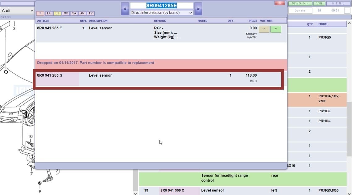 Part number for height level sensor in rear suspension with sport suspension? - AudiWorld Forums