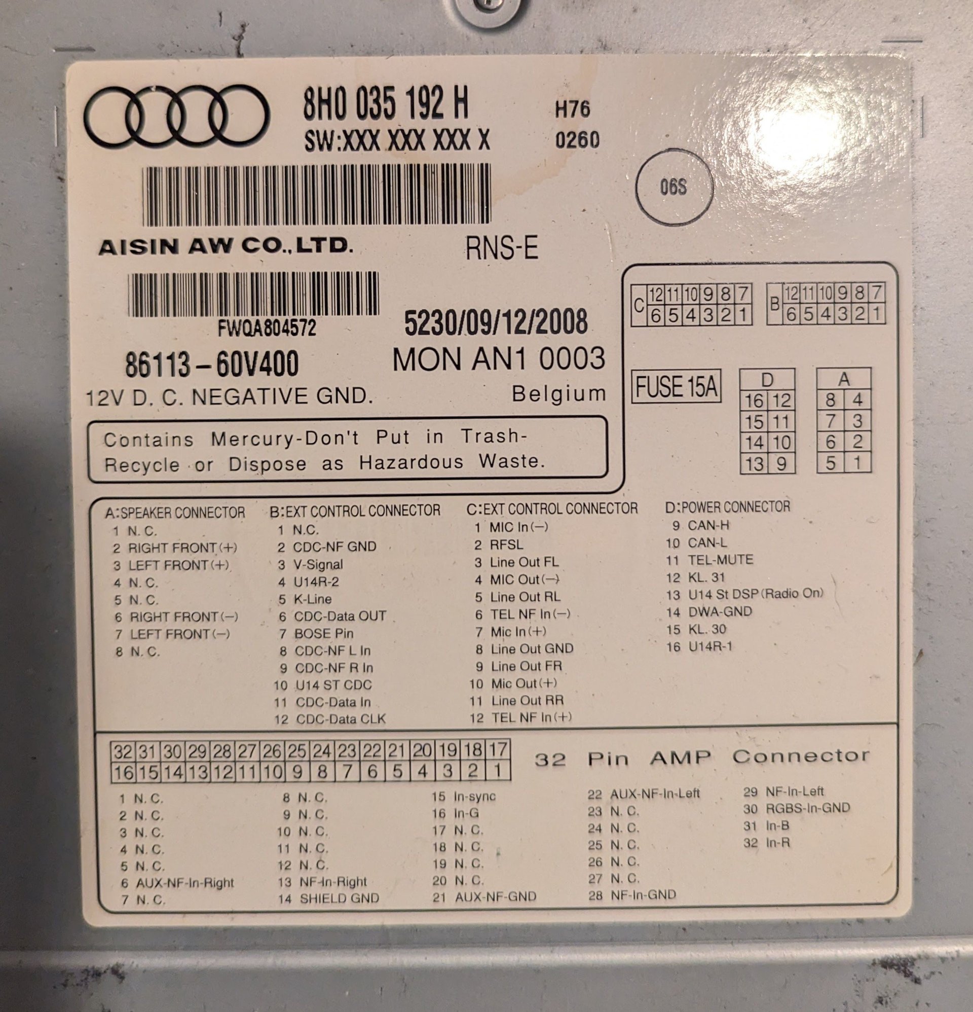 Need wiring assistance replacing RNS-E Nav with aftermarket Andriod Auto head unit. - AudiWorld ...