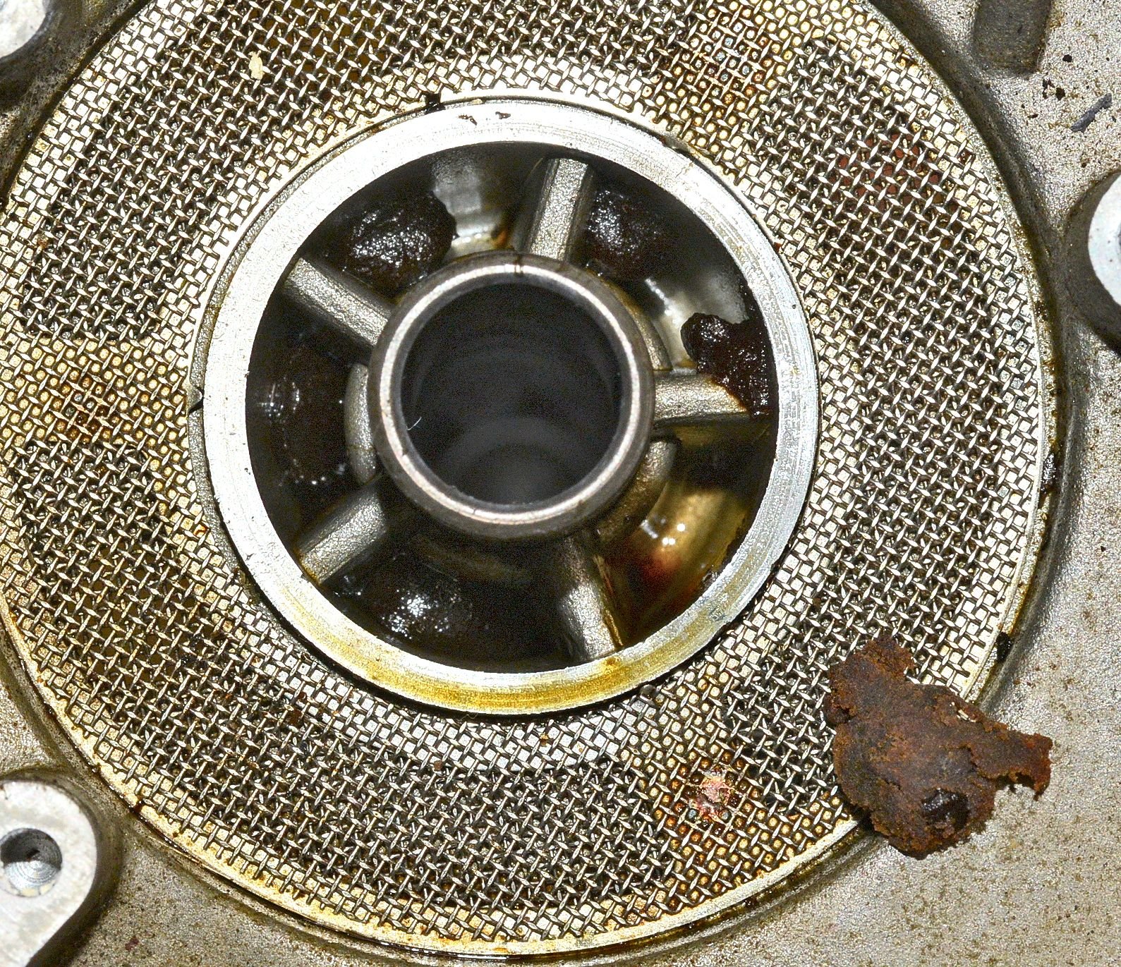 Debris in distributor. Old grease, old oil, ?? does disassembled dist ...