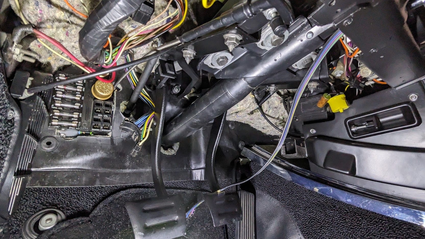 C2 Request for pictures of wiring under 67 steering column and clutch pedal push rod ...