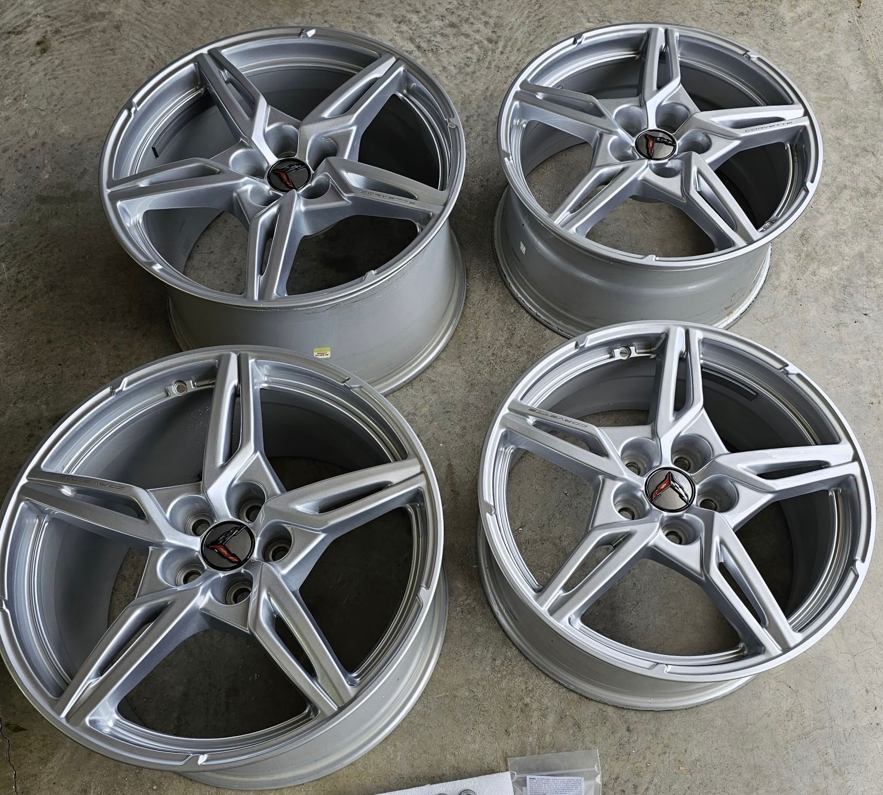FS (For Sale) OEM Set of Silver Split 5 Spoke C8 Wheels & Center Caps ...