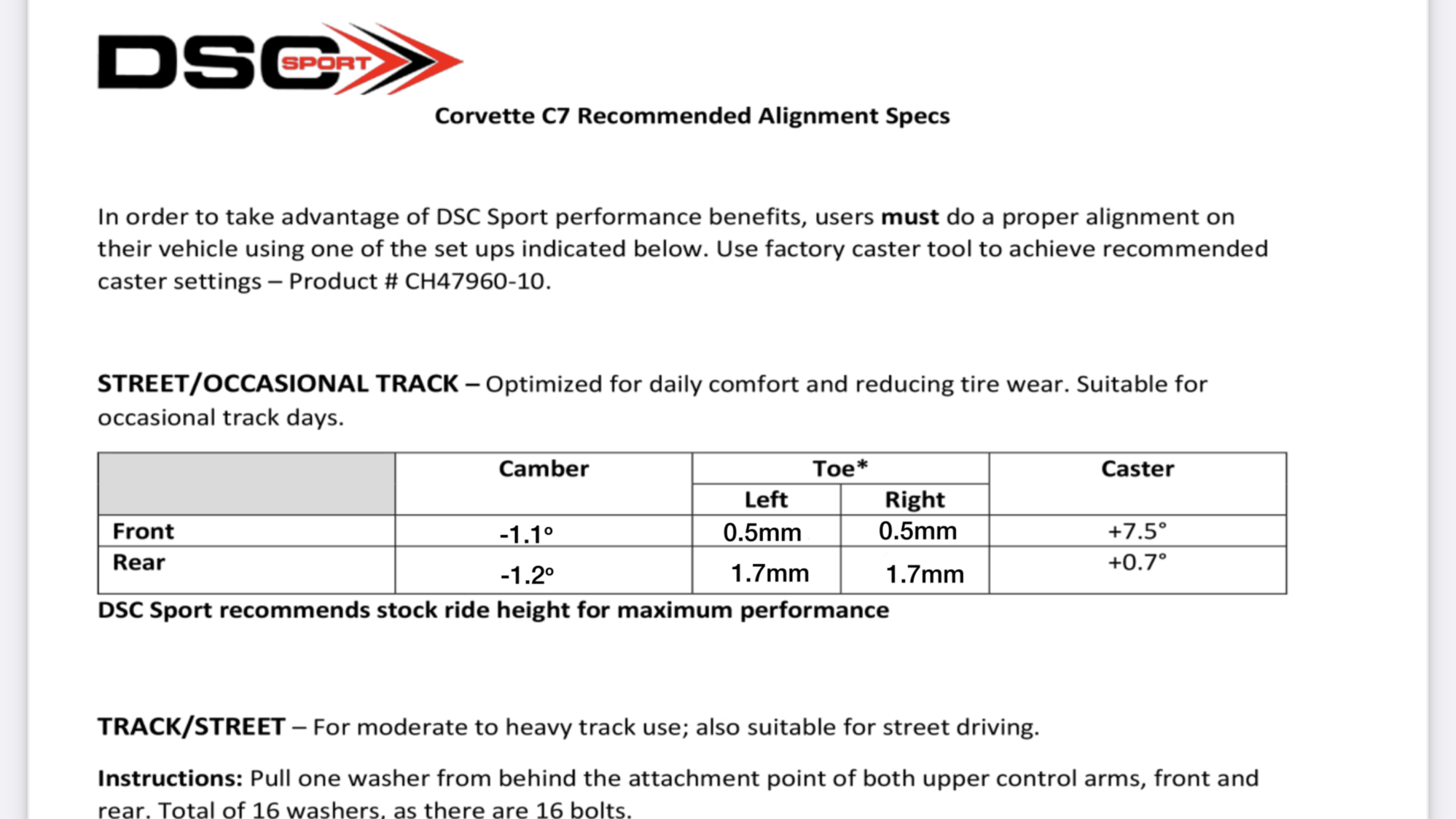 New DSC sport track alignment specs... - Page 3 - CorvetteForum ...
