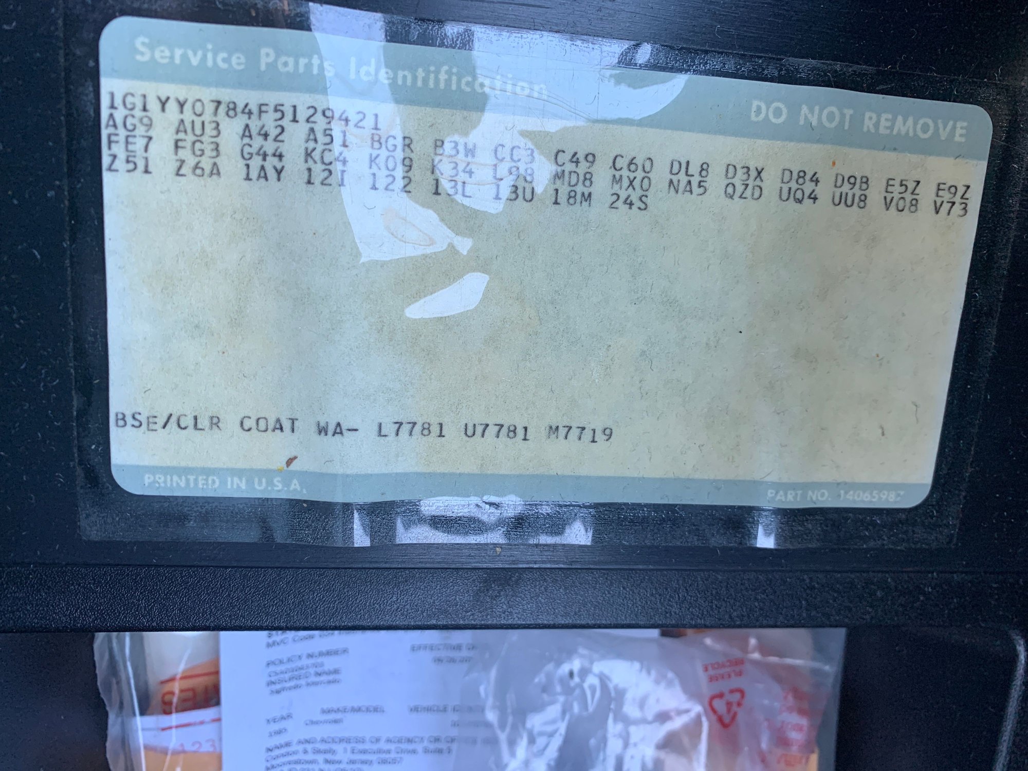 1985 Corvette: 3 paint RPO codes? - CorvetteForum - Chevrolet Corvette ...