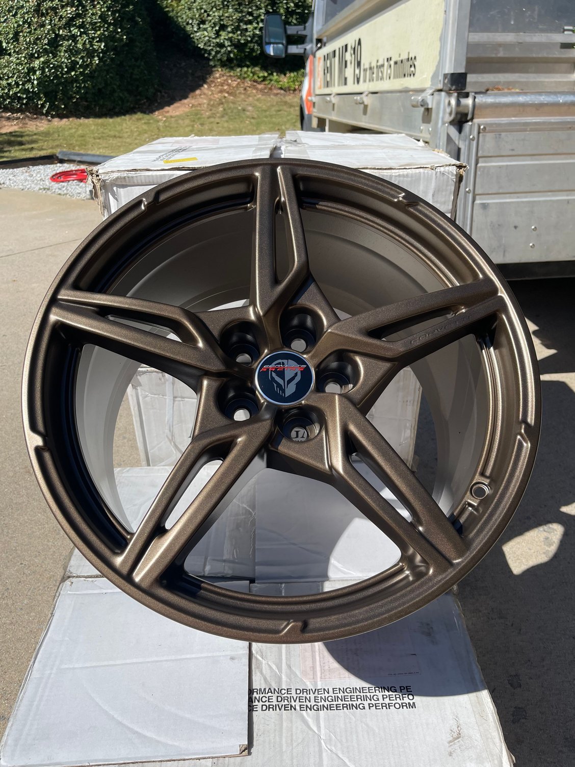 FS (For Sale) C8 5-spoke bronze wheels with caps, sensors and lugs ...