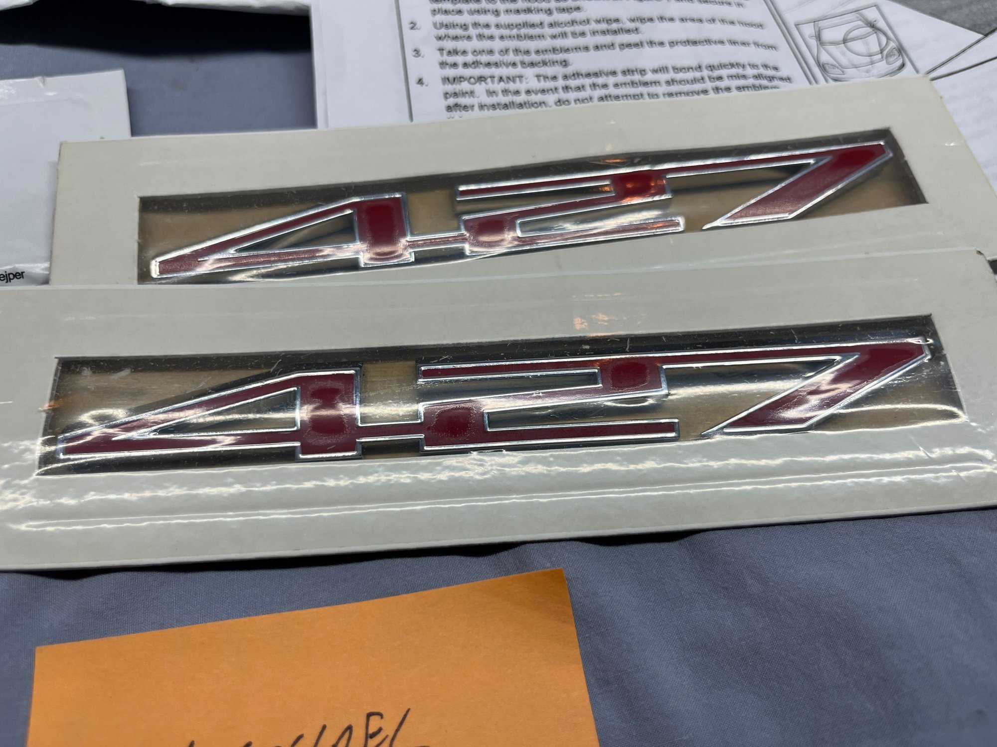 FS (For Sale) GM Corvette 427 hood emblems w/ Installation instructions ...