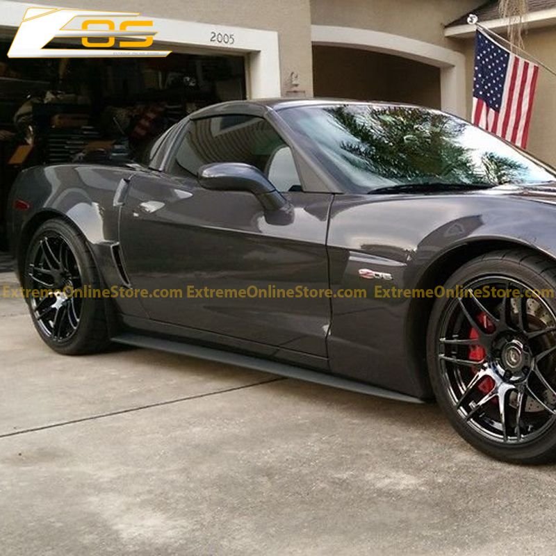 Corvette C6 Grand Sport / Z06 Primer Black Side Skirts Rocker Panels ...
