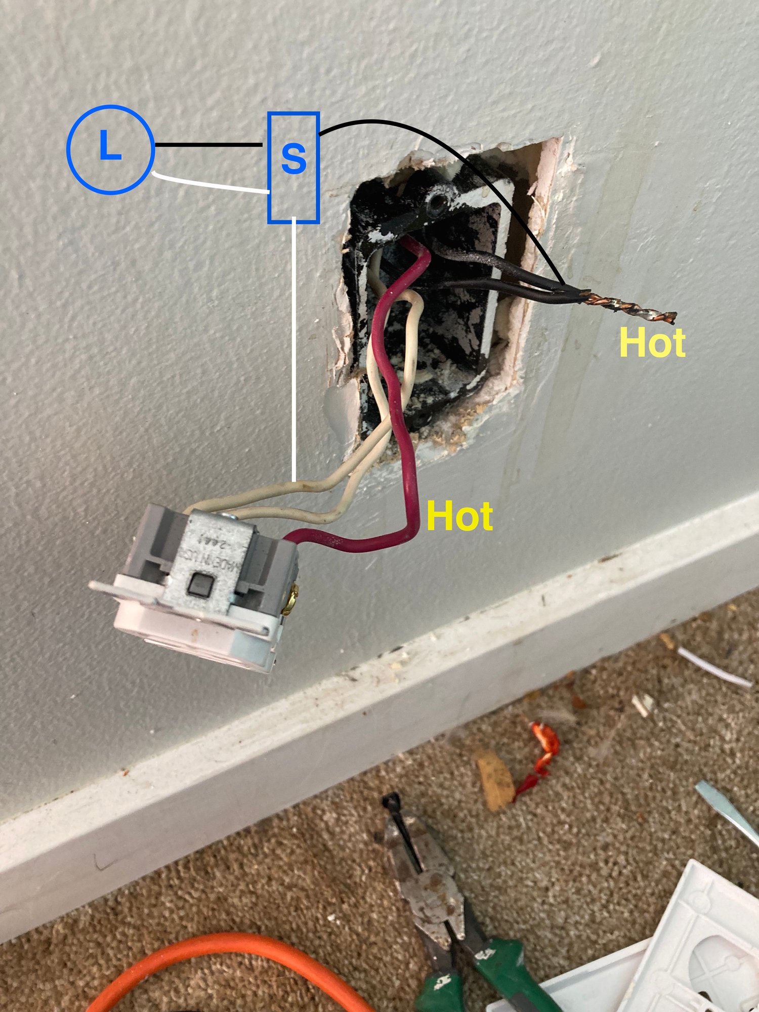 Check this wiring diagram for me? Using outlet to power new light. - DoItYourself.com Community ...