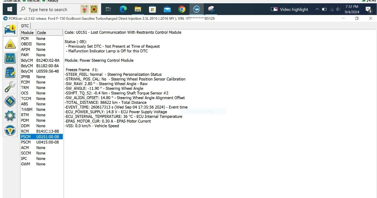 Invalid data received from radio transeiver module :BCM code U0559 ...