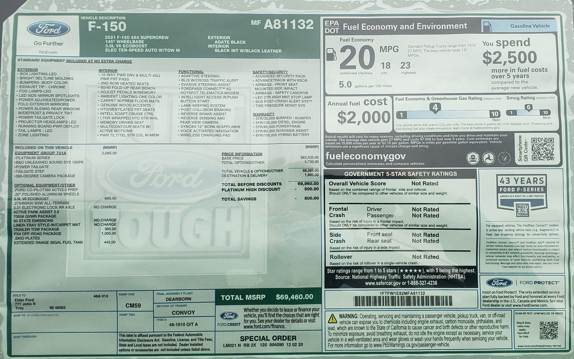 Photos of 2021 Platinum Payload Stickers! - Ford F150 Forum - Community ...