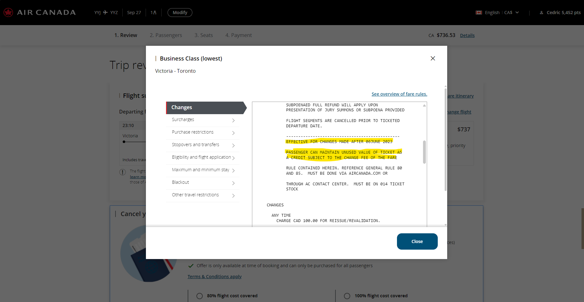 Getting AC to adhere to fare rules for flight changes - FlyerTalk Forums