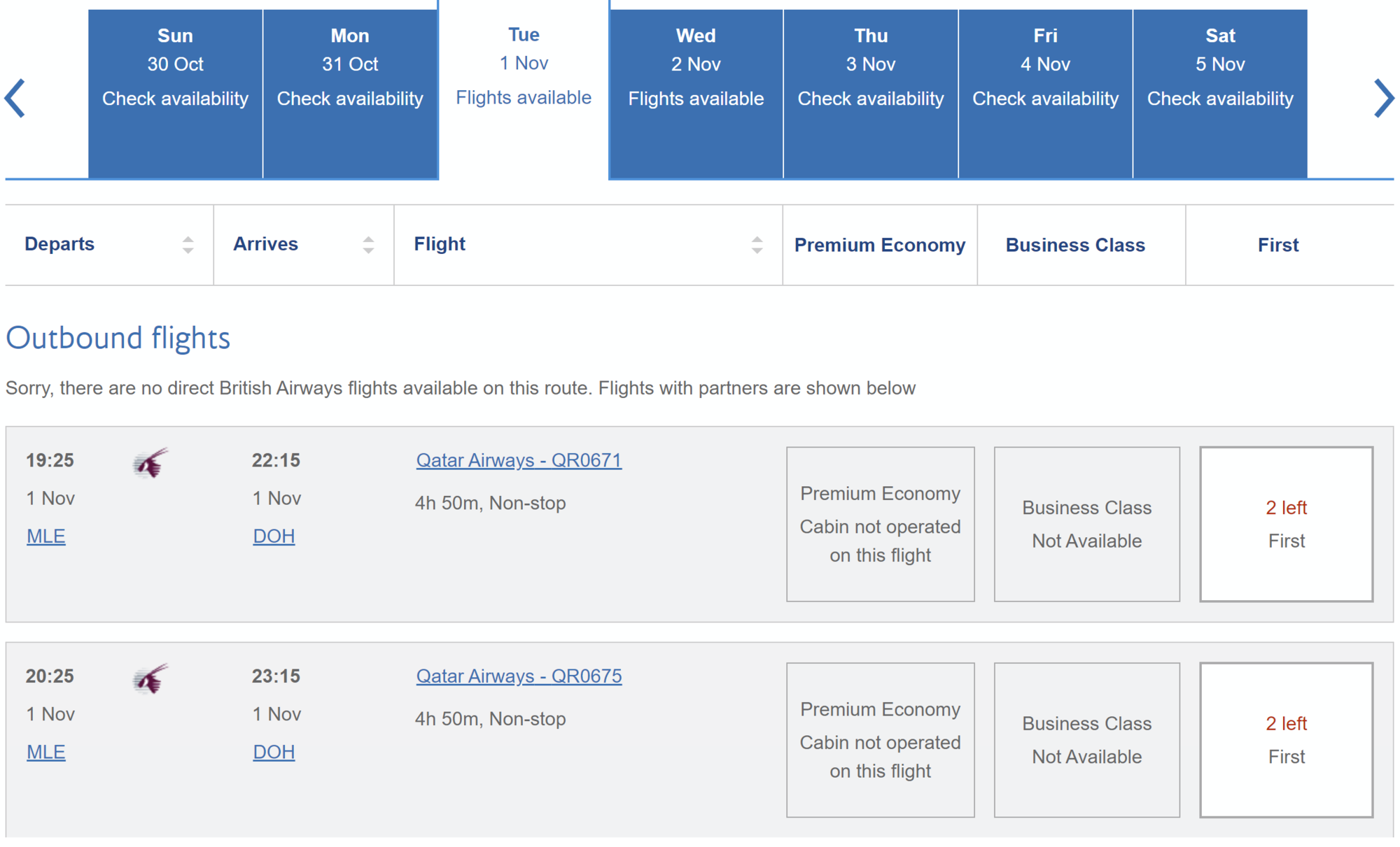 QR heavily shrinked business award availability to non-IAG partners outside 60 days? - FlyerTalk ...