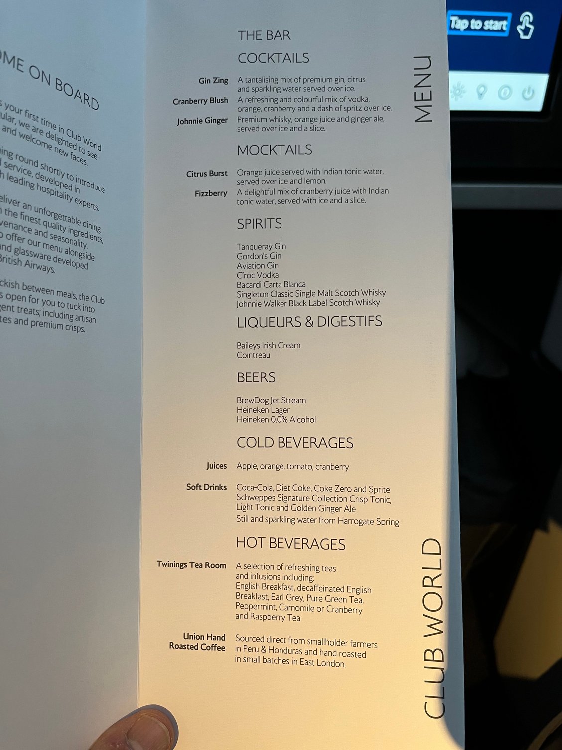 Club World dining - restoration of full menu - 28 October 2022 - Page ...