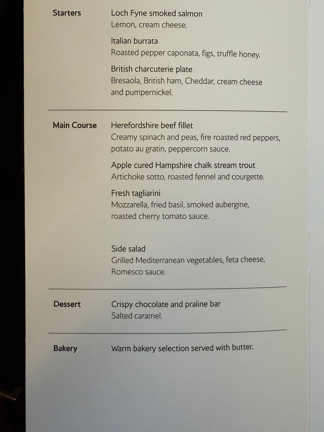 Long haul in-flight catering 2025 | Club World - FlyerTalk Forums