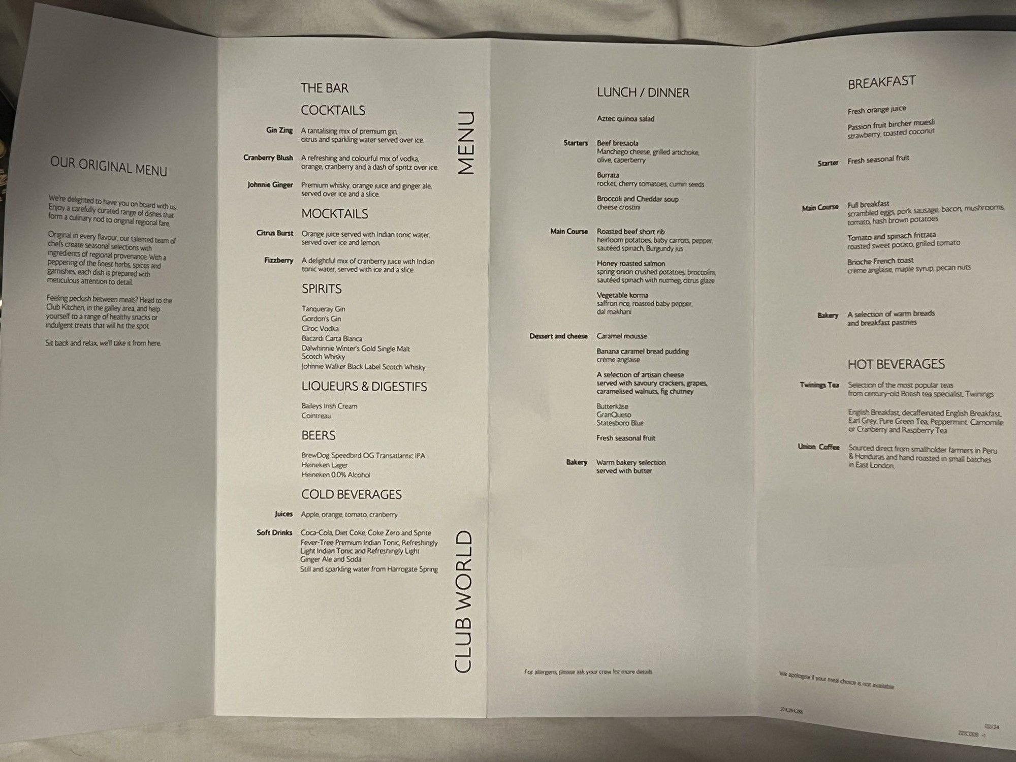 Long haul in-flight catering 2024 | Club World - Page 13 - FlyerTalk Forums