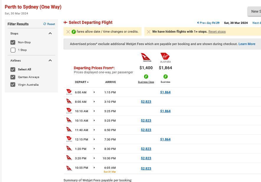 SYD/MEL-PER award availability? - FlyerTalk Forums