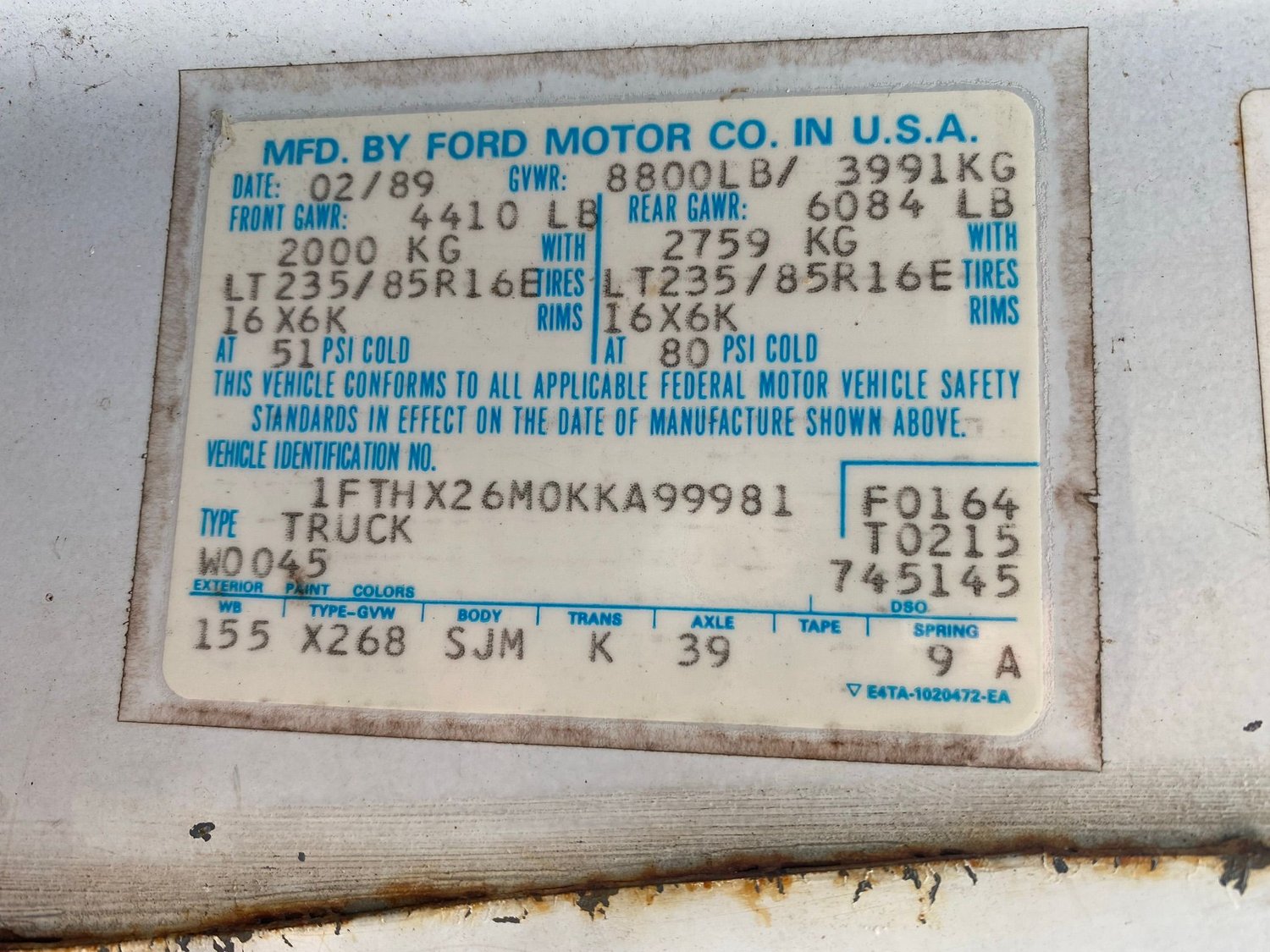 Paint code on door sticker? - Ford Truck Enthusiasts Forums