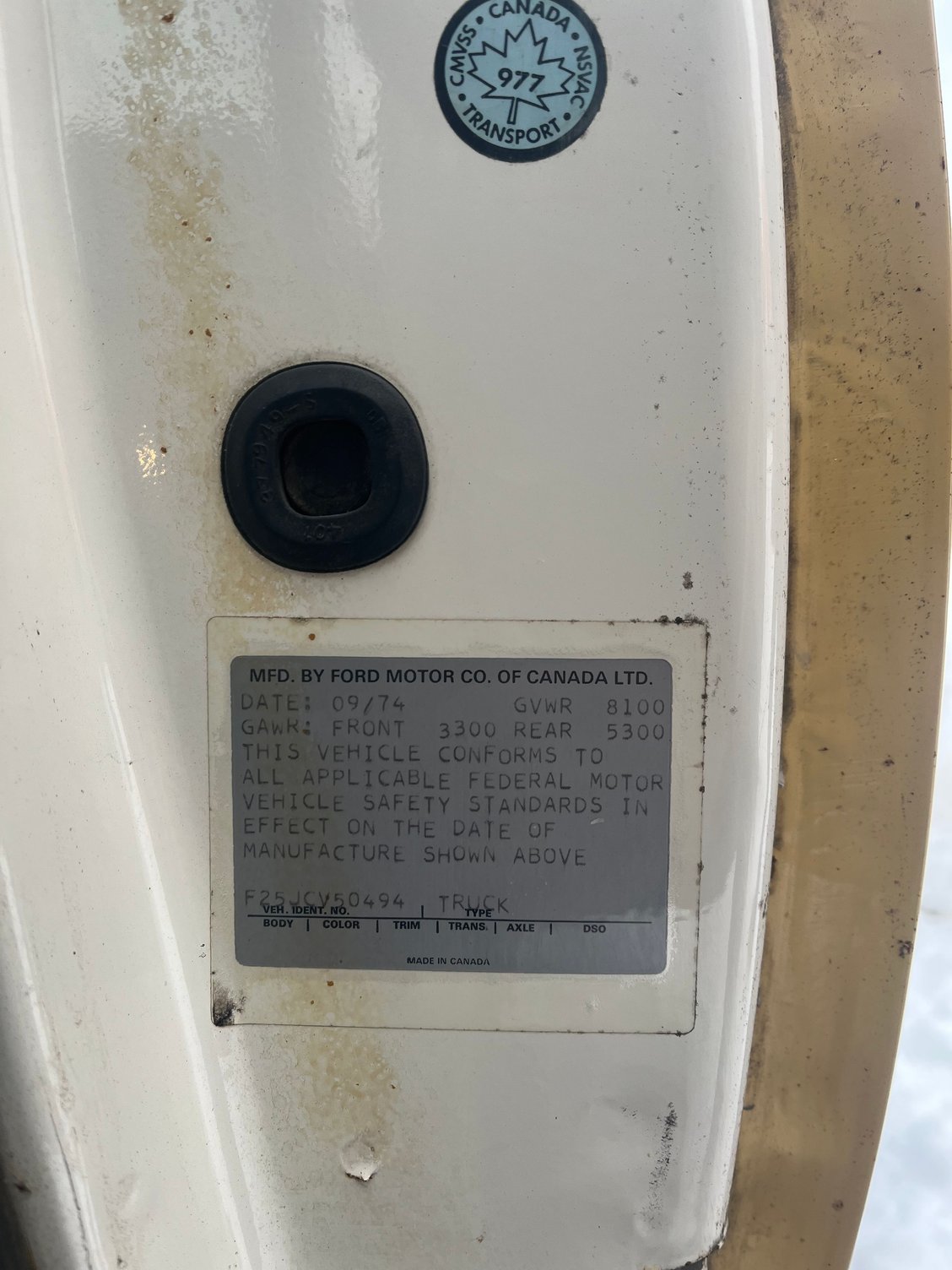 How do i know what my door axle code means. It is a 1975 f250 camper ...