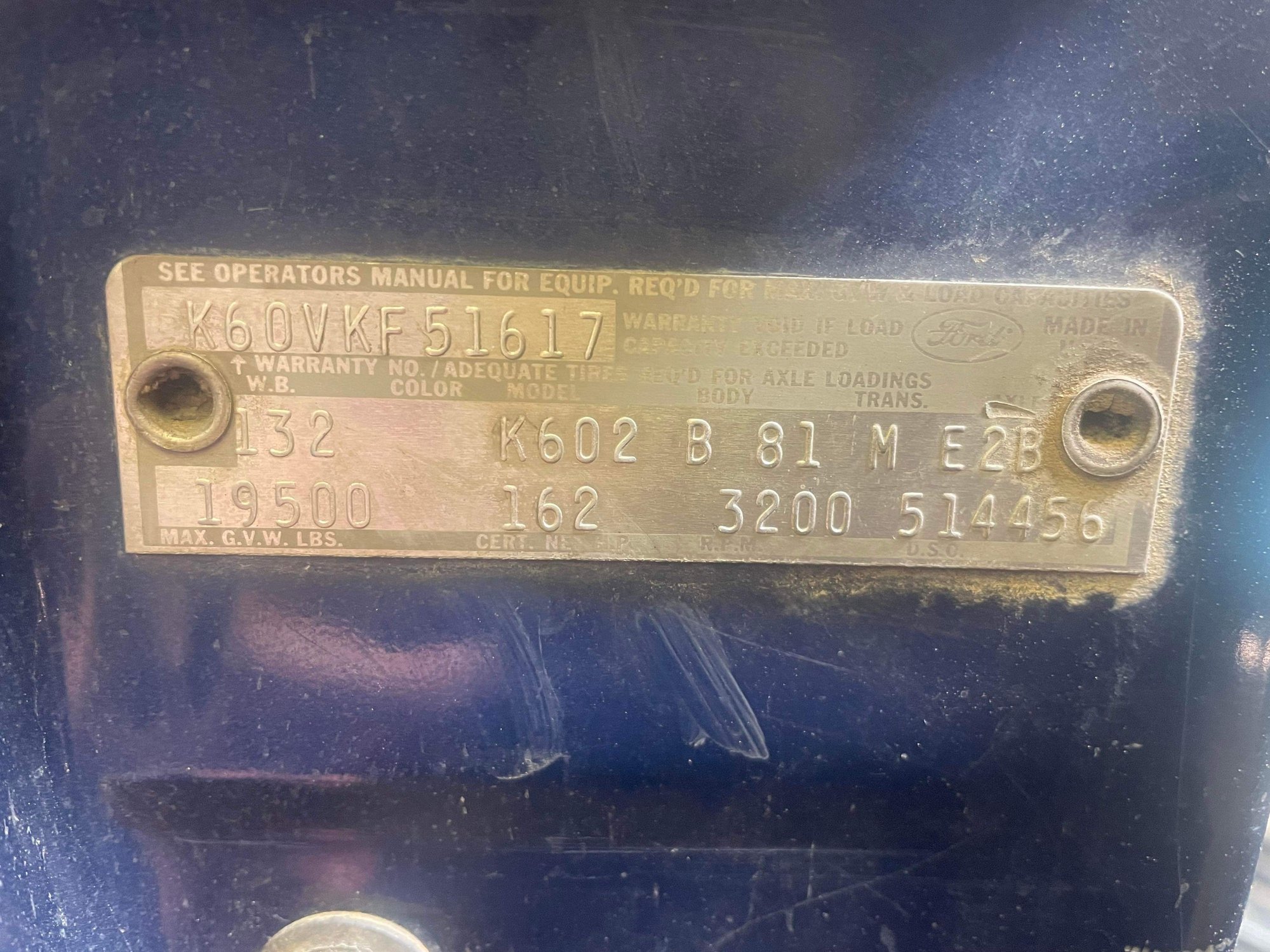 F6000? VIN Help - Ford Truck Enthusiasts Forums