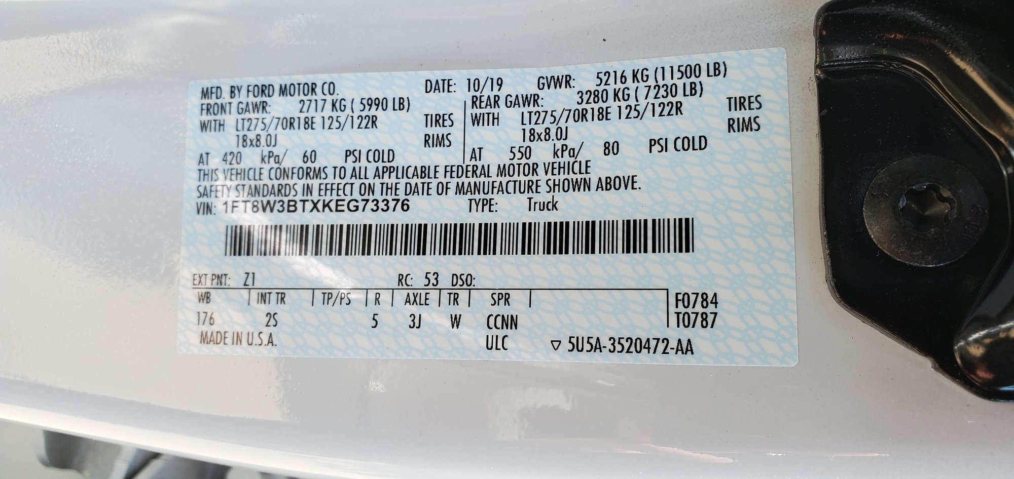Payload Capacity - 2019 F350 XLT 6.7 SRW longbed crew - Ford Truck ...