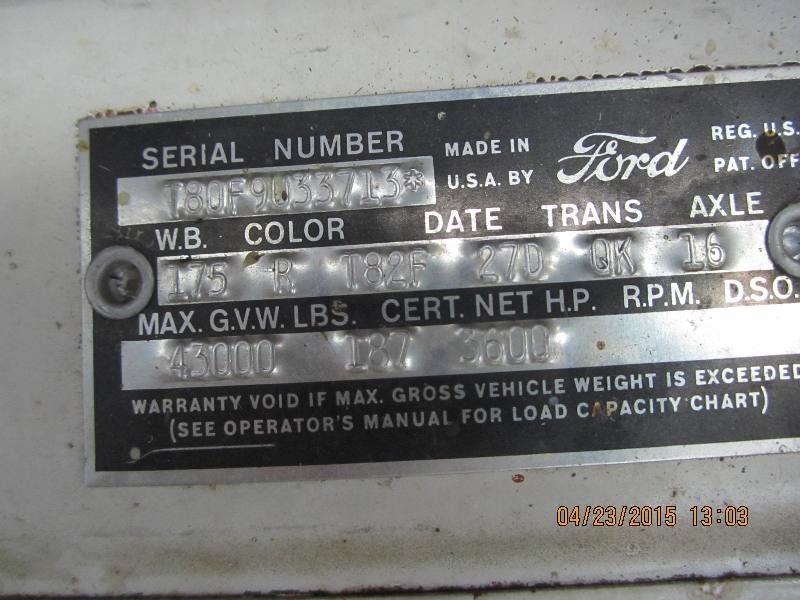 1959 T-800 spec tag decode - Ford Truck Enthusiasts Forums
