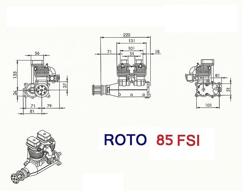 ROTO 85 FSI - two cylinder four stroke gasoline RC airplane engine ...